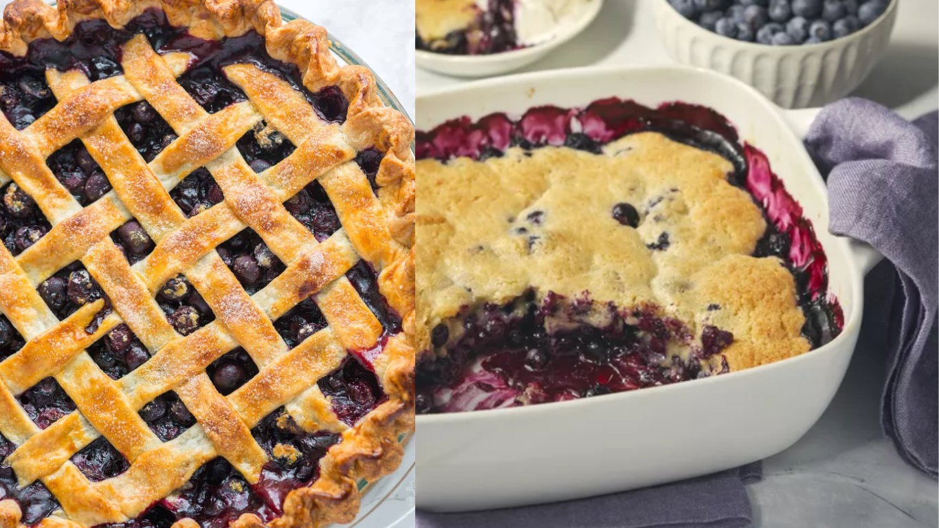 What's the difference between blueberry pie and blueberry cobbler?