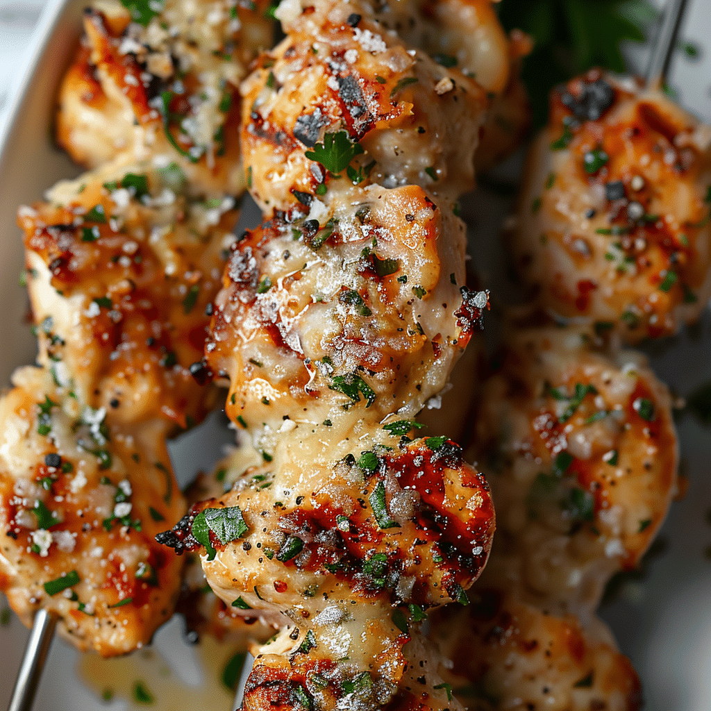 Chicken Skewers with Parmesan and Garlic