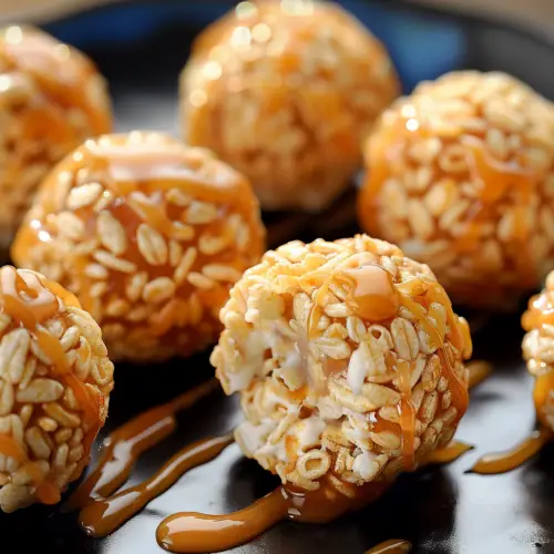 Caramel Marshmallow Rice Krispie Balls
