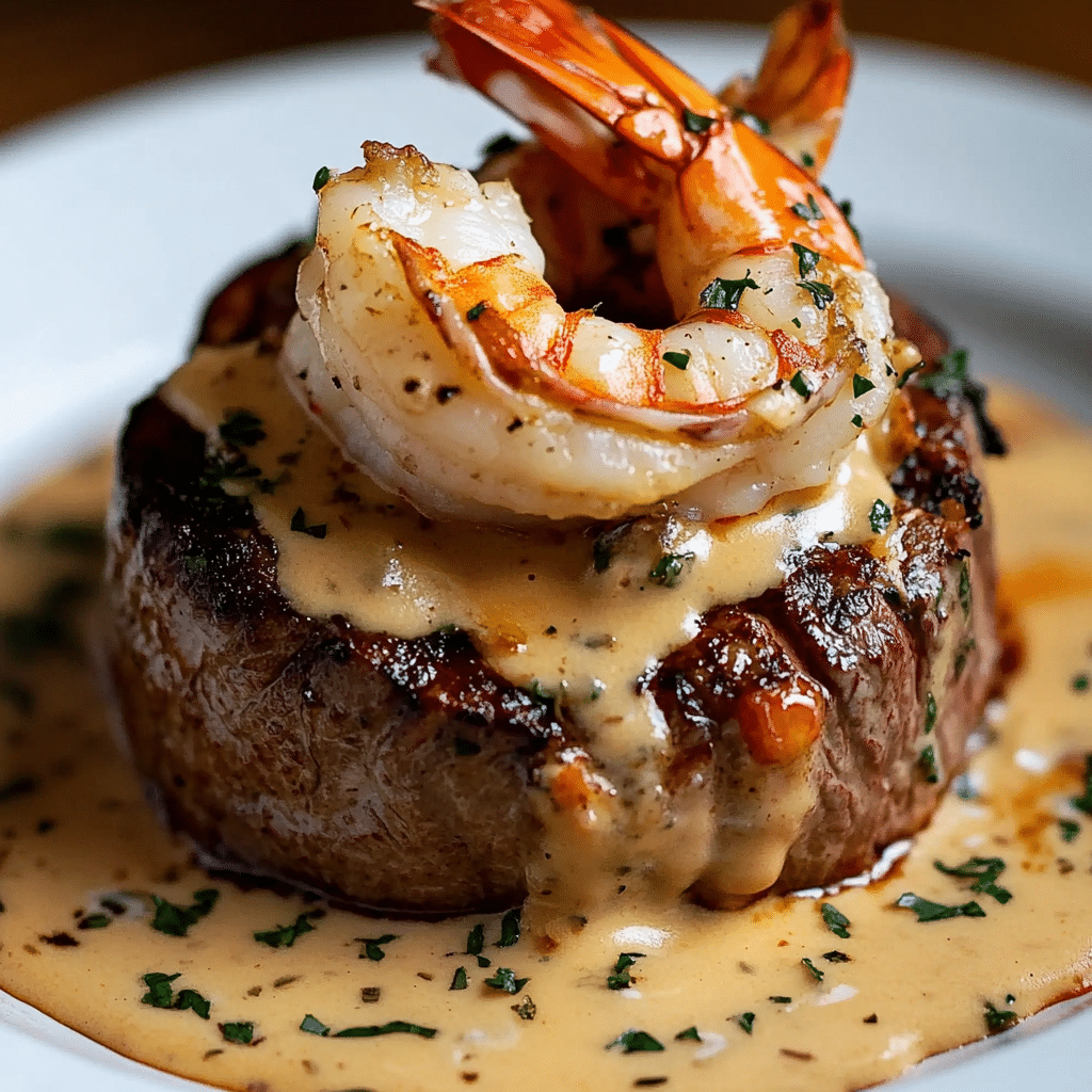 Filet Mignon with Shrimp and Lobster Cream Sauce
