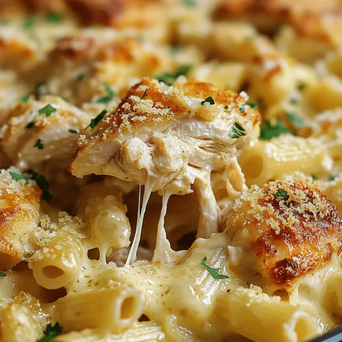 Garlic Parmesan Chicken Pasta Bake