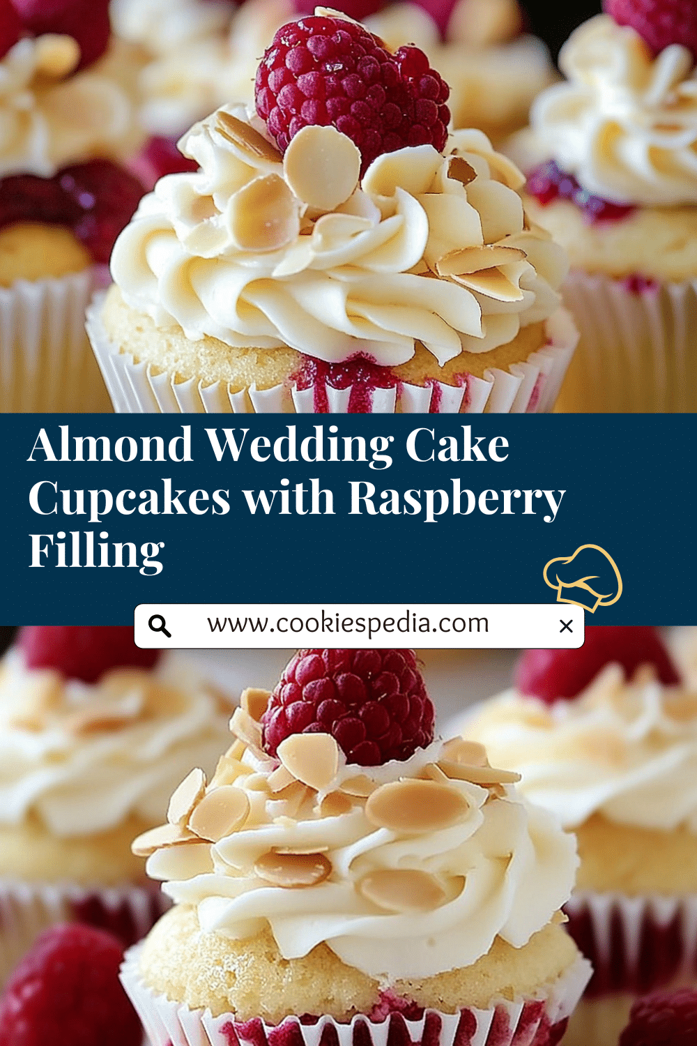 Almond Wedding Cake Cupcakes with Raspberry Filling