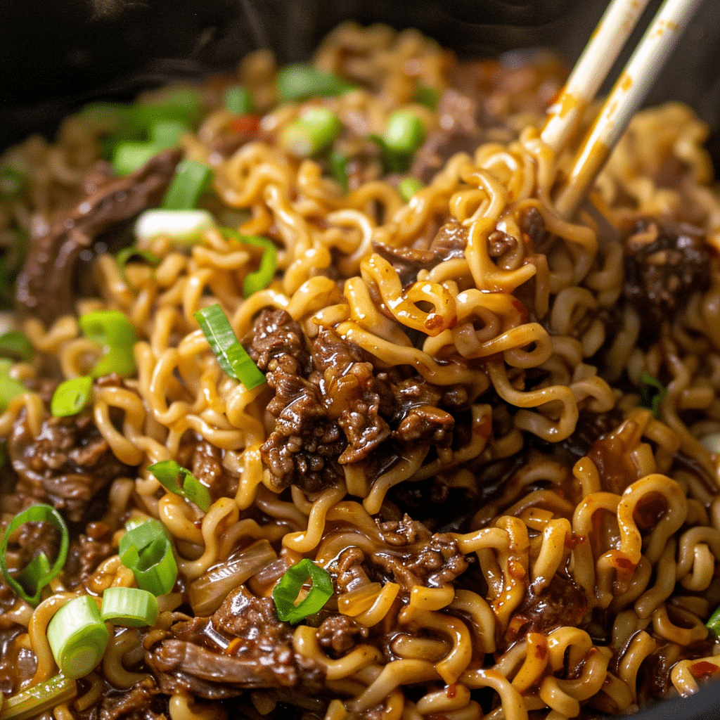 Slow Cooker Beef Ramen Noodles
