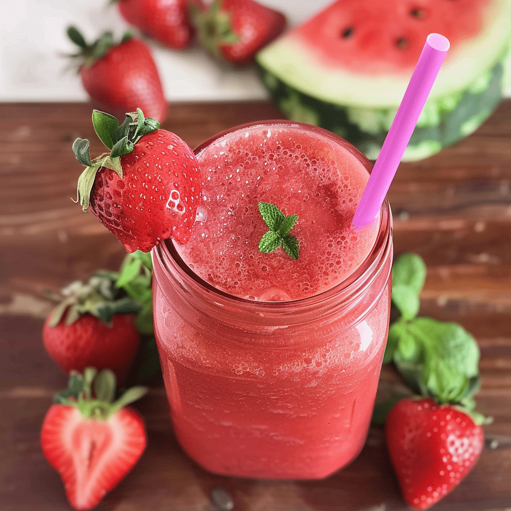 Refreshing Watermelon Strawberry Smoothie