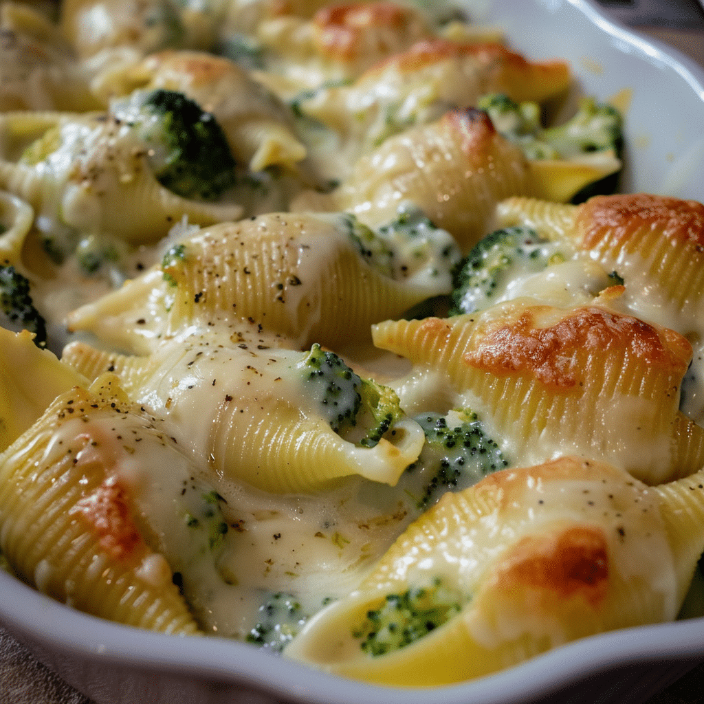 Chicken Broccoli Alfredo Stuffed Shells