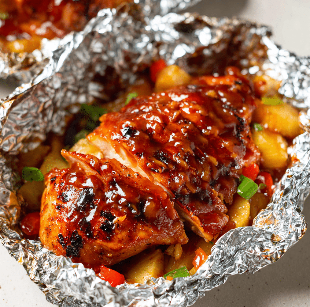Foil Packet Hawaiian BBQ Chicken Recipe