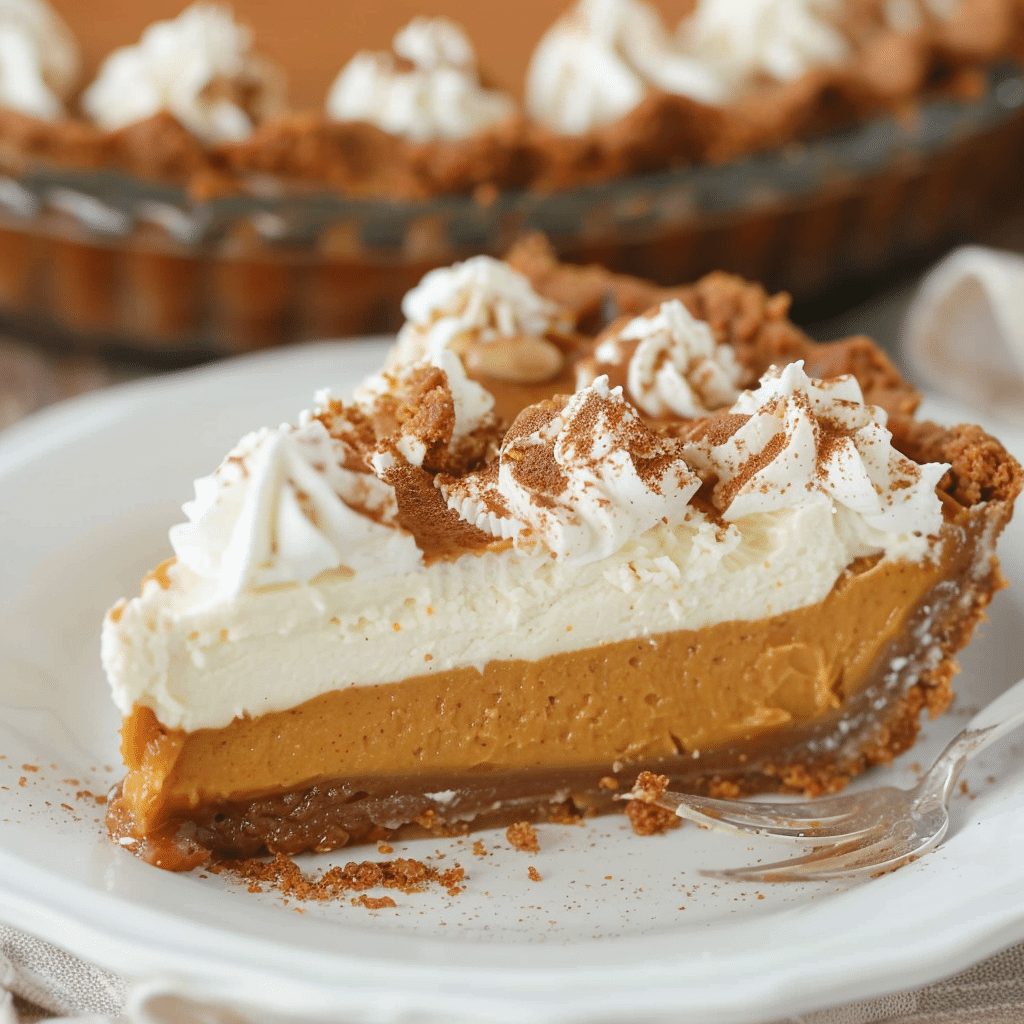 No Bake Cream Cheese Pumpkin Pie with Graham Cracker Crust