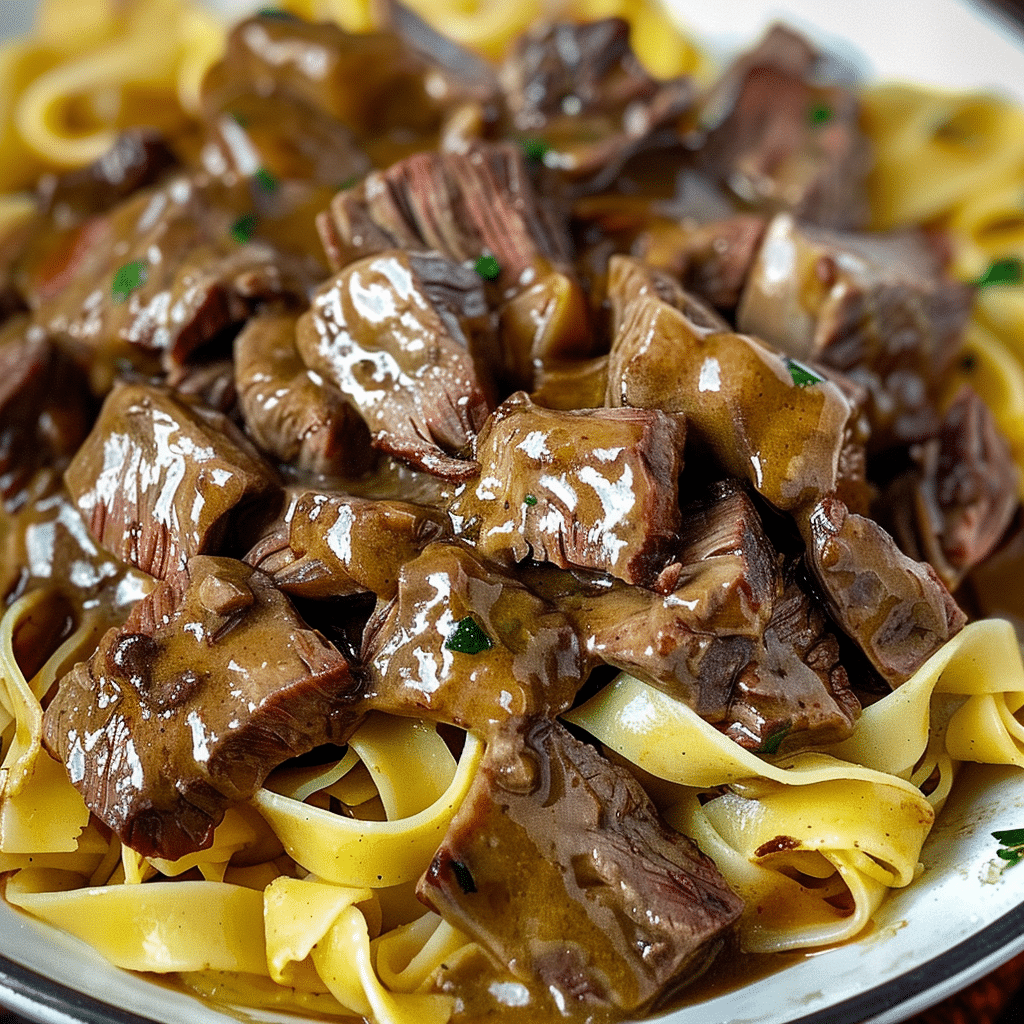 Beef Tips and Noodles
