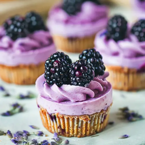 Mini Blackberry Lavender Cheesecakes