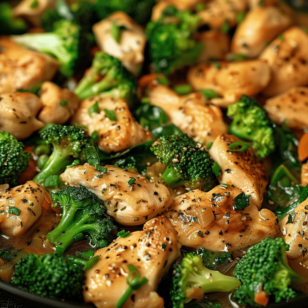 Garlic Chicken with Broccoli and Spinach