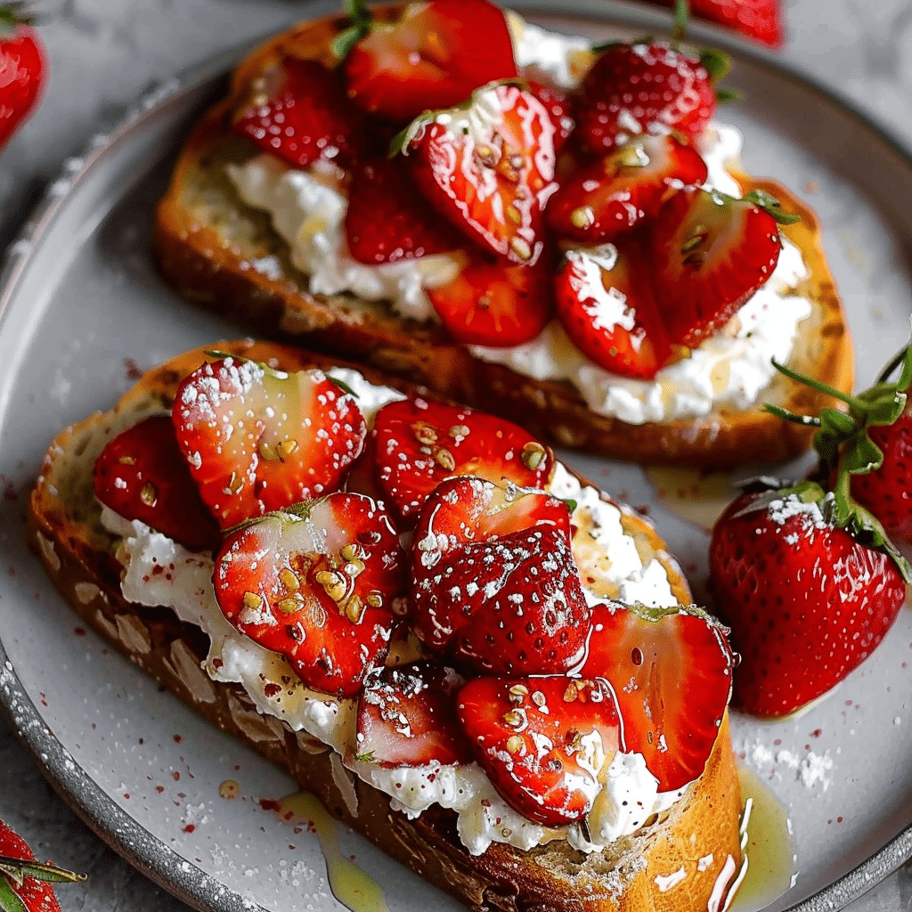 Roasted Strawberry Whipped Ricotta Toast