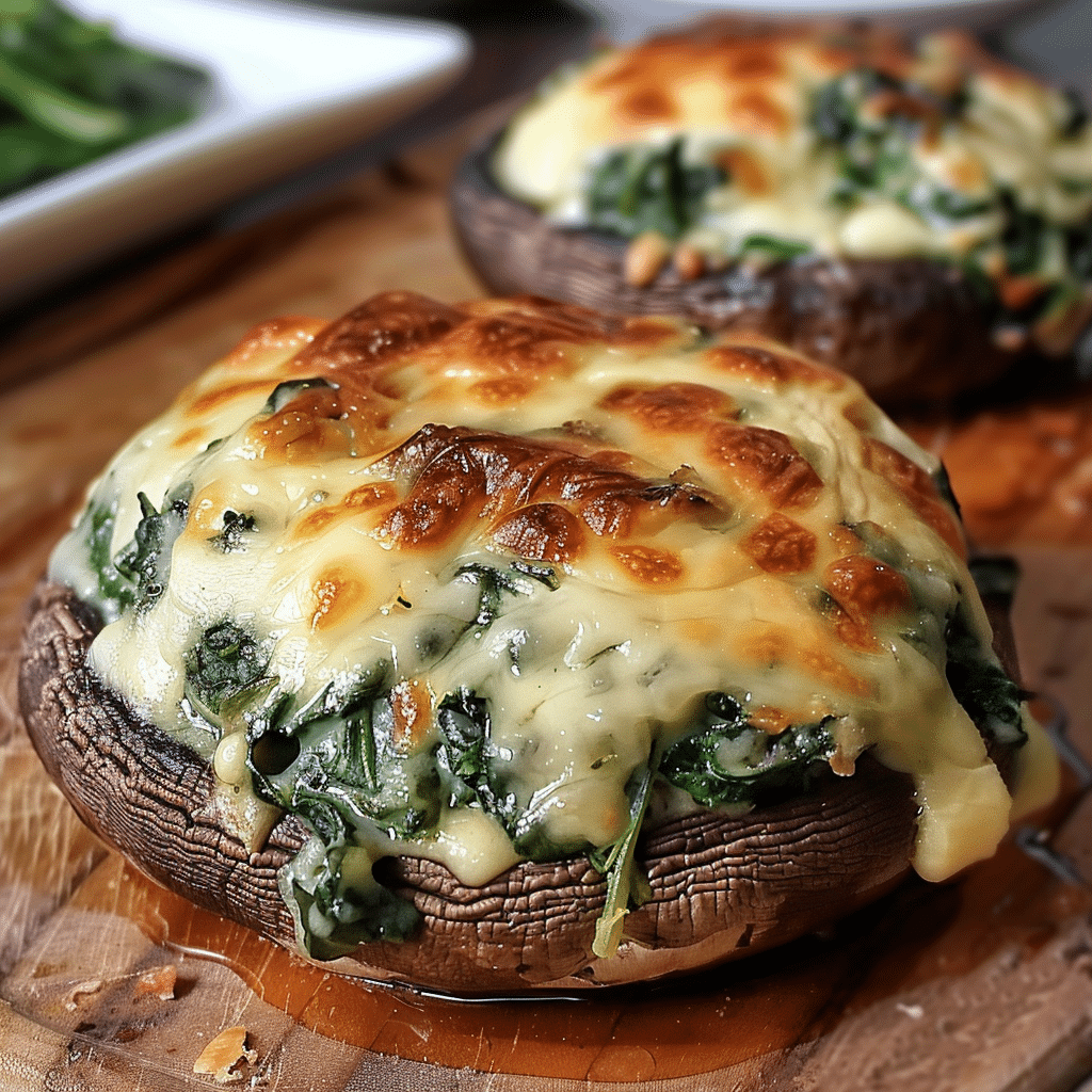 Spinach and Cheese Stuffed Portobello Mushroom