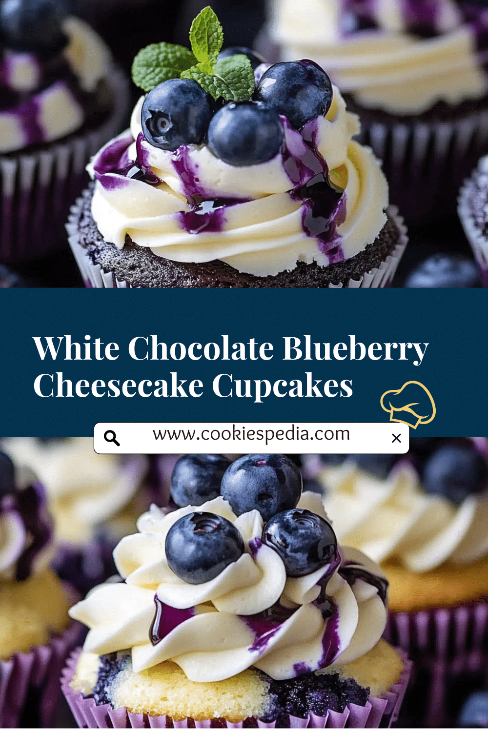 White Chocolate Blueberry Cheesecake Cupcakes