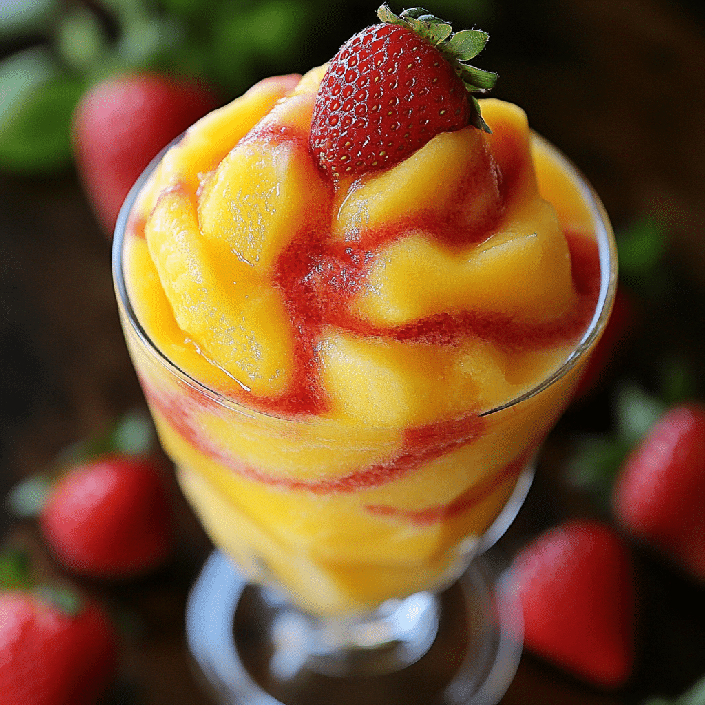 Fresh Mango Strawberry Swirled Slushies
