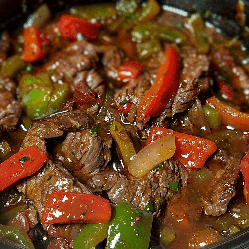 PEPPER STEAK IN A CROCK POT