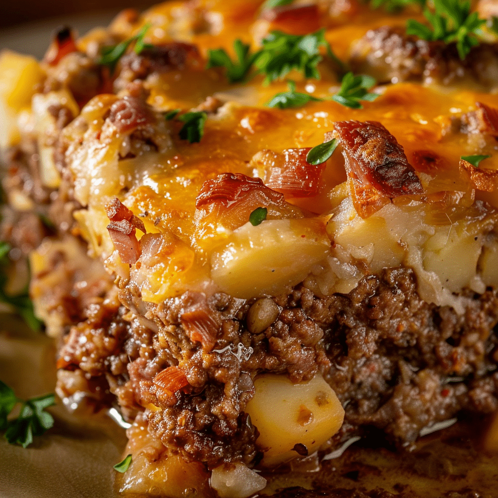 Cowboy Meatloaf and Potato Casserole