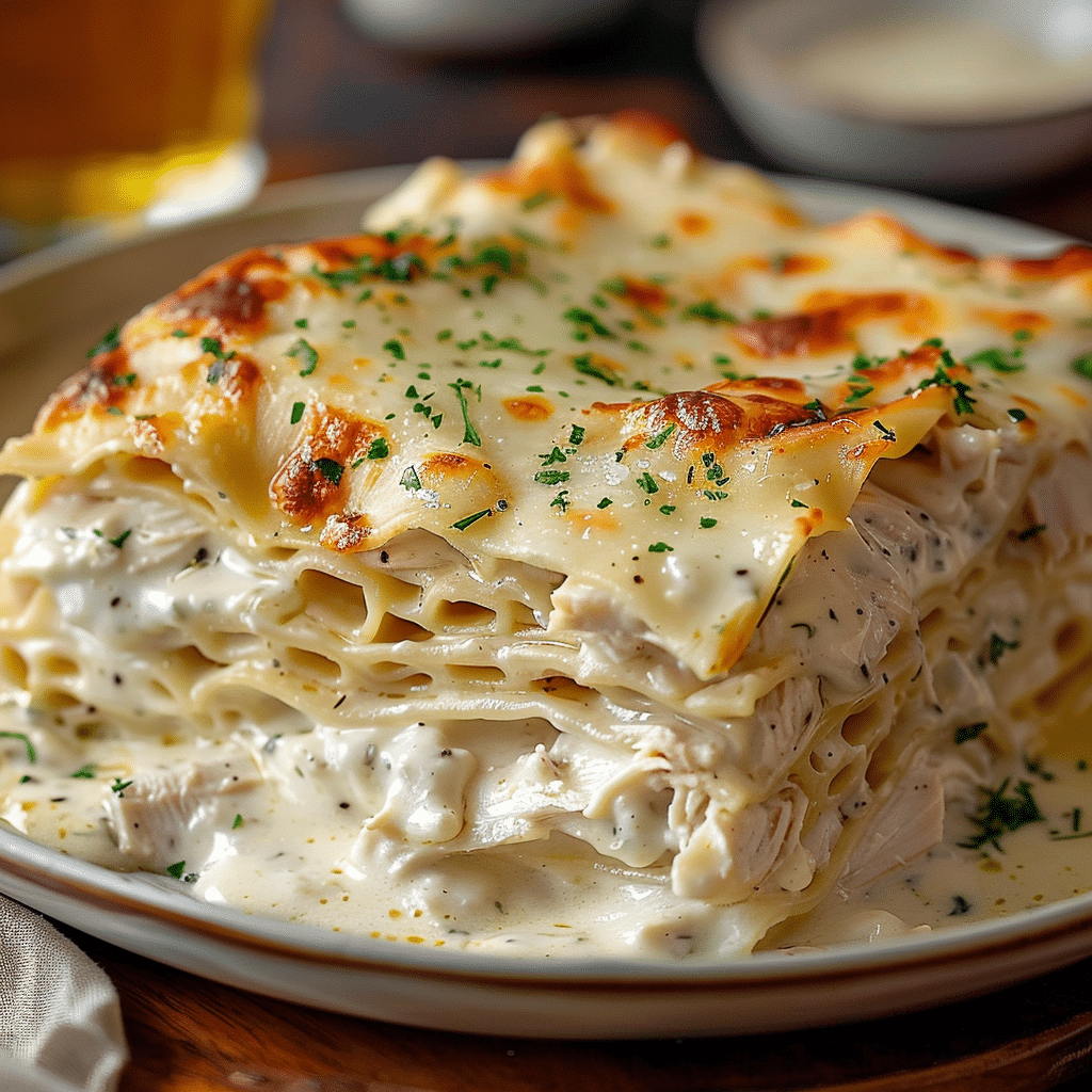 Creamy Chicken Lasagna with White Sauce