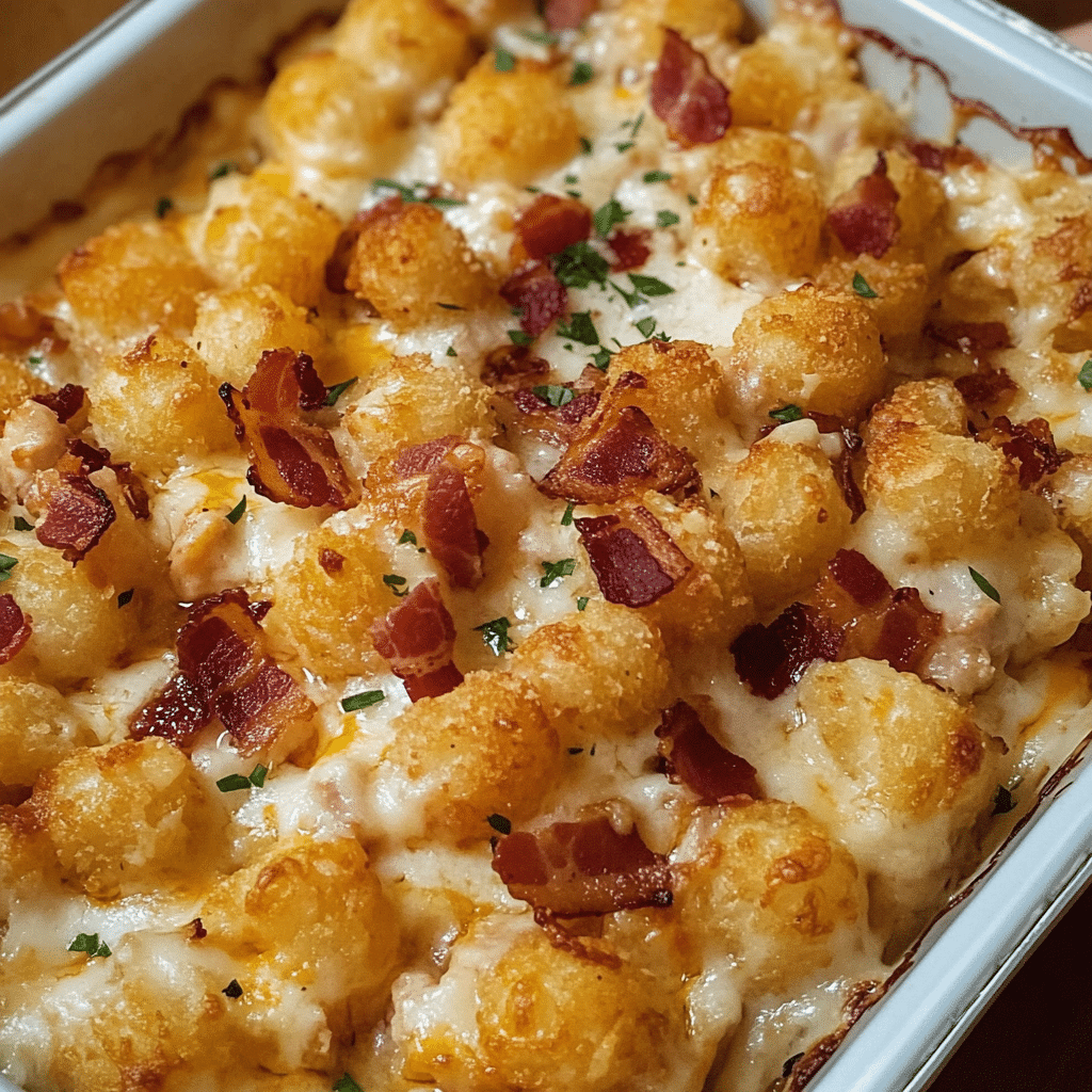 CHICKEN BACON RANCH TATER TOT CASSEROLE
