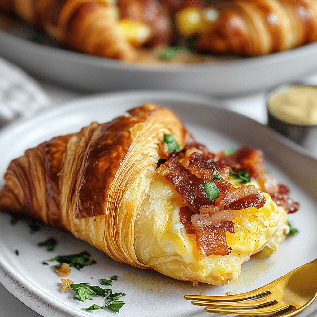 Bacon and Egg Croissant Boats