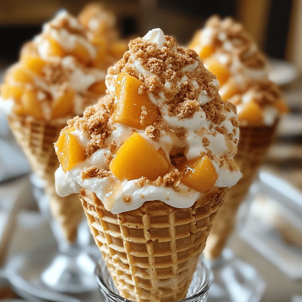 Peach Cobbler Cheesecake Cones