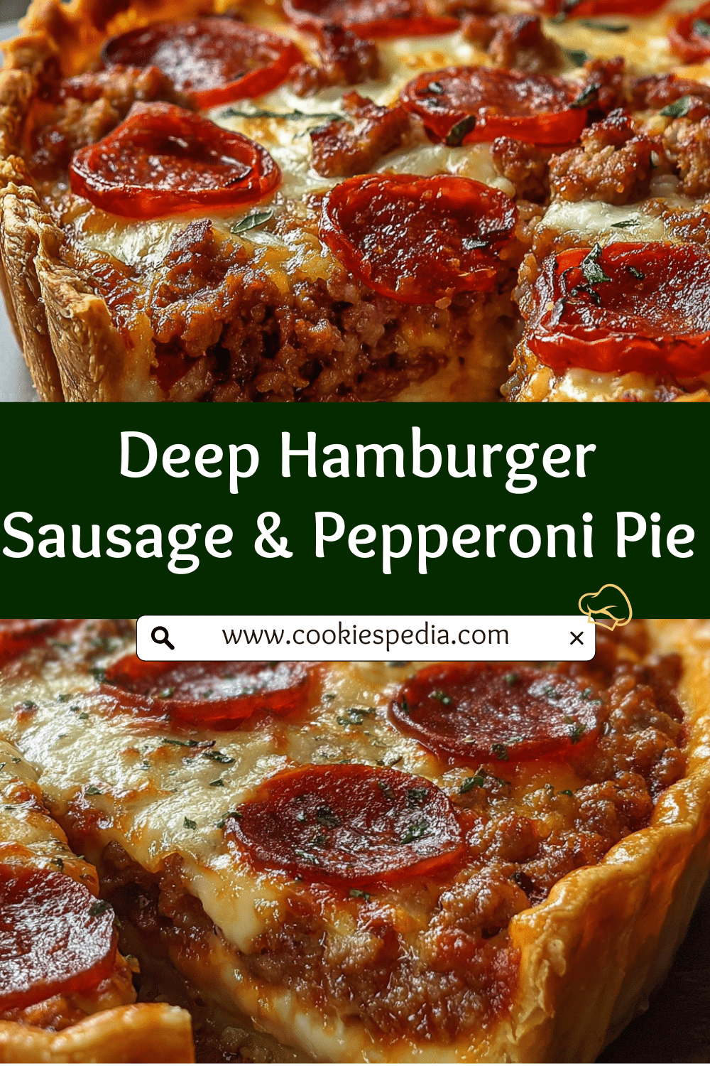 Deep Hamburger Sausage & Pepperoni Pie