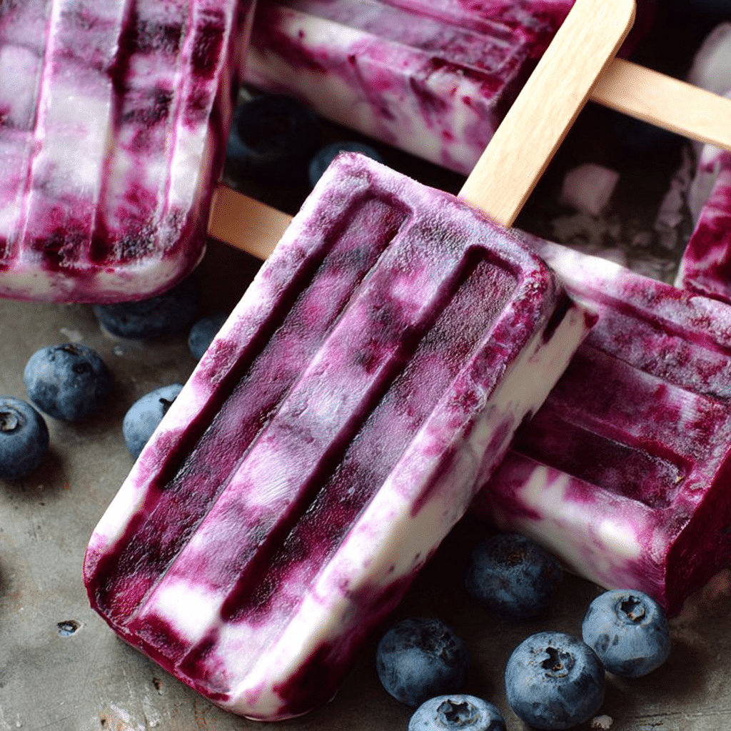 Blueberry Popsicles (with Yogurt)