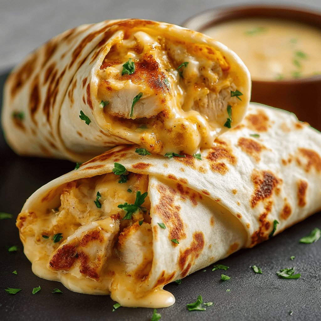 Cheesy Garlic Chicken Wraps