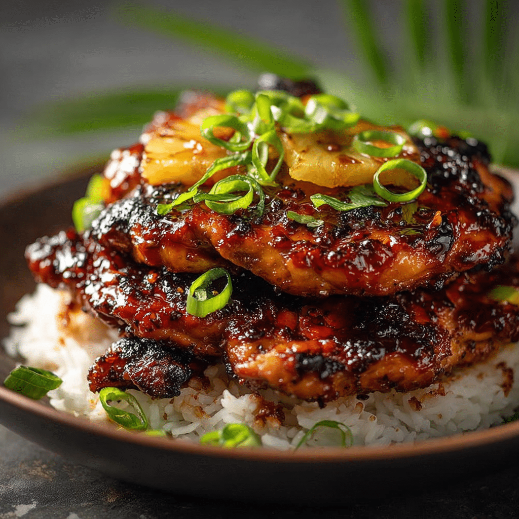 Hawaiian Huli Huli Chicken Stack