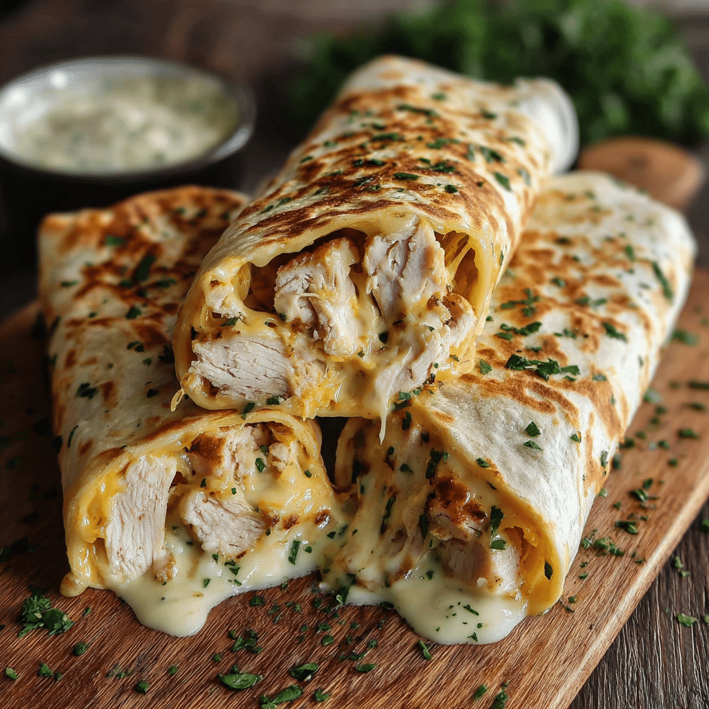 Cheesy Chicken Garlic Wraps